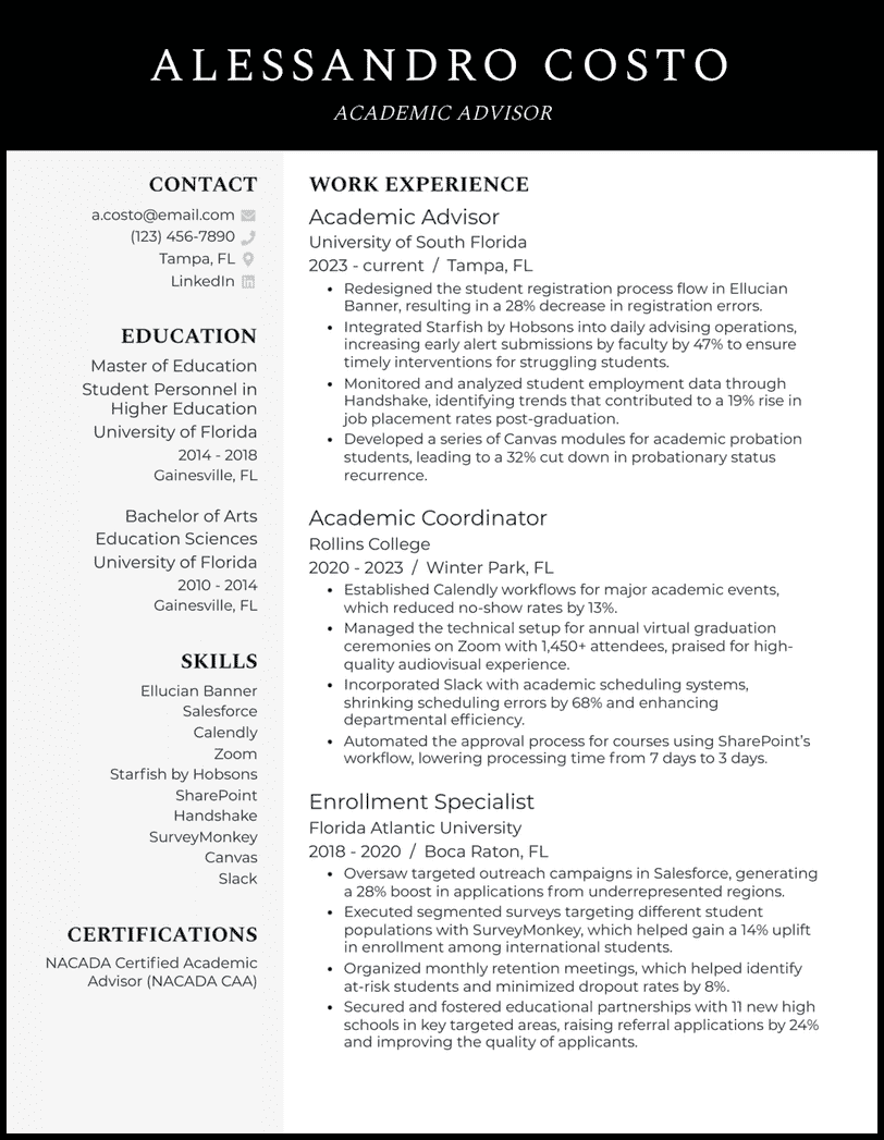 13 Academic Advisor Resume Examples That Worked in 2026