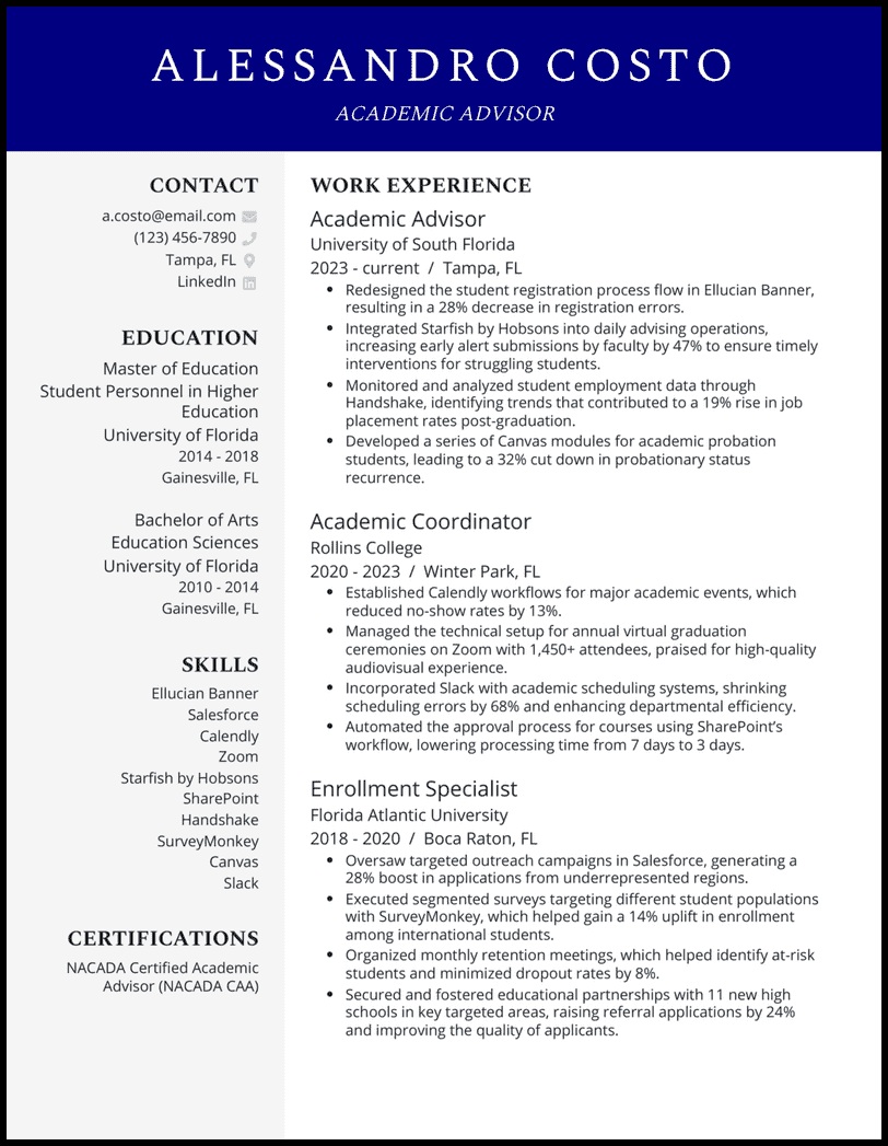 13 Academic Advisor Resume Examples That Worked in 2026