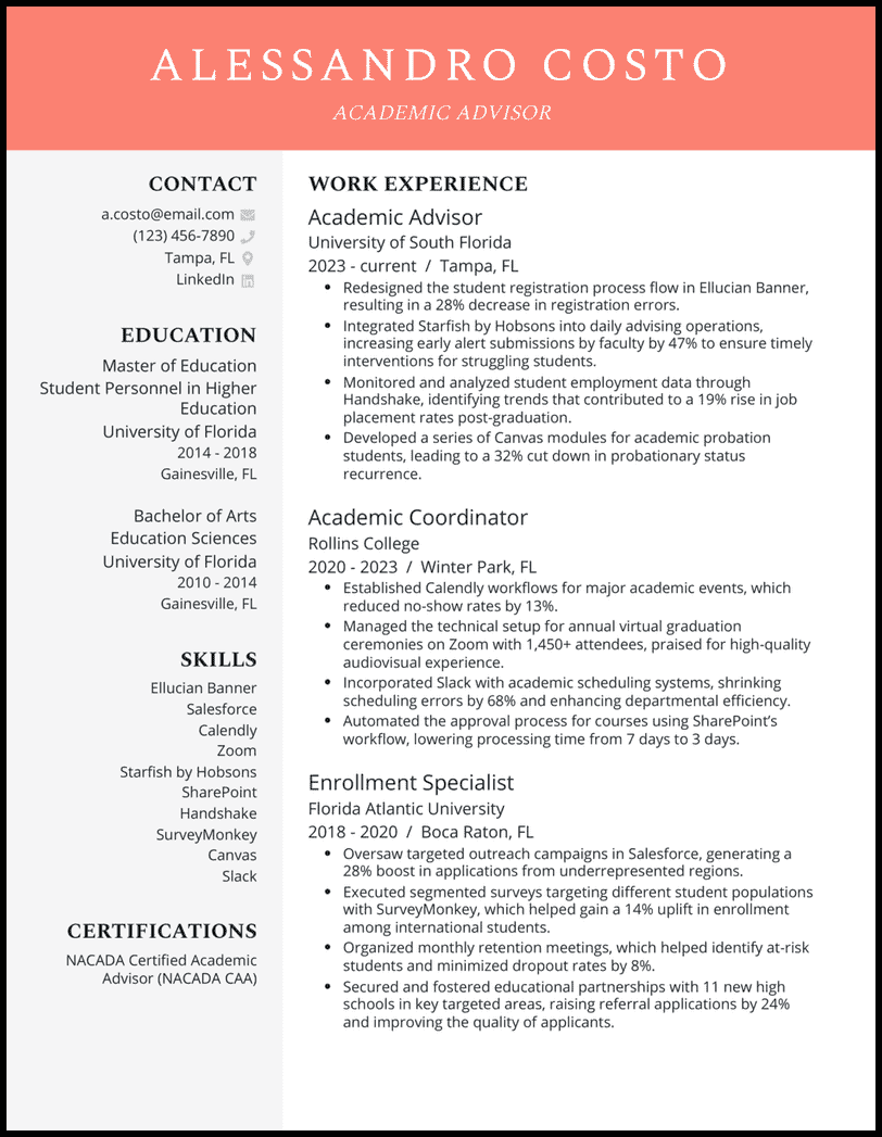 13 Academic Advisor Resume Examples That Worked in 2026