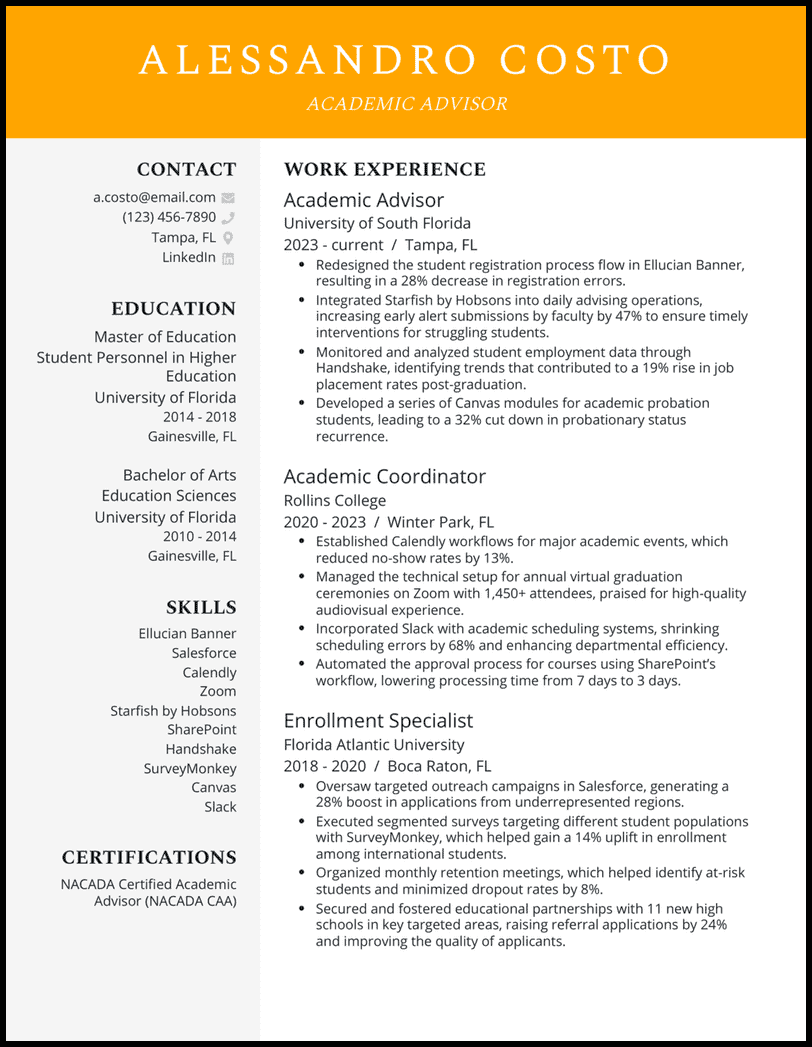 13 Academic Advisor Resume Examples That Worked in 2026