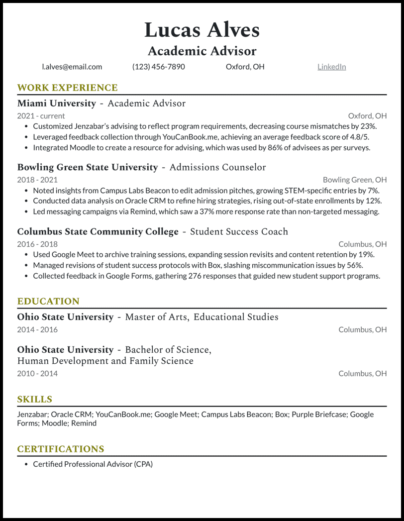 13 Academic Advisor Resume Examples That Worked in 2026