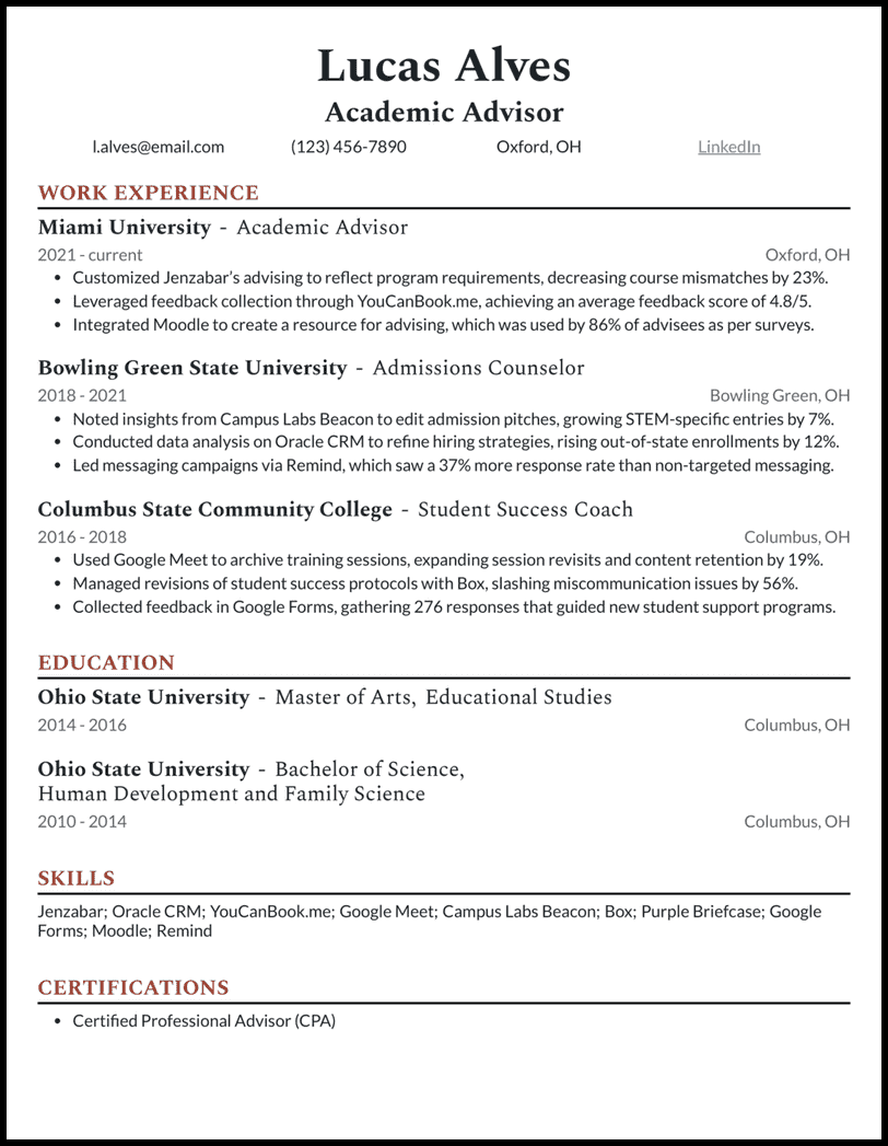 13 Academic Advisor Resume Examples That Worked in 2026