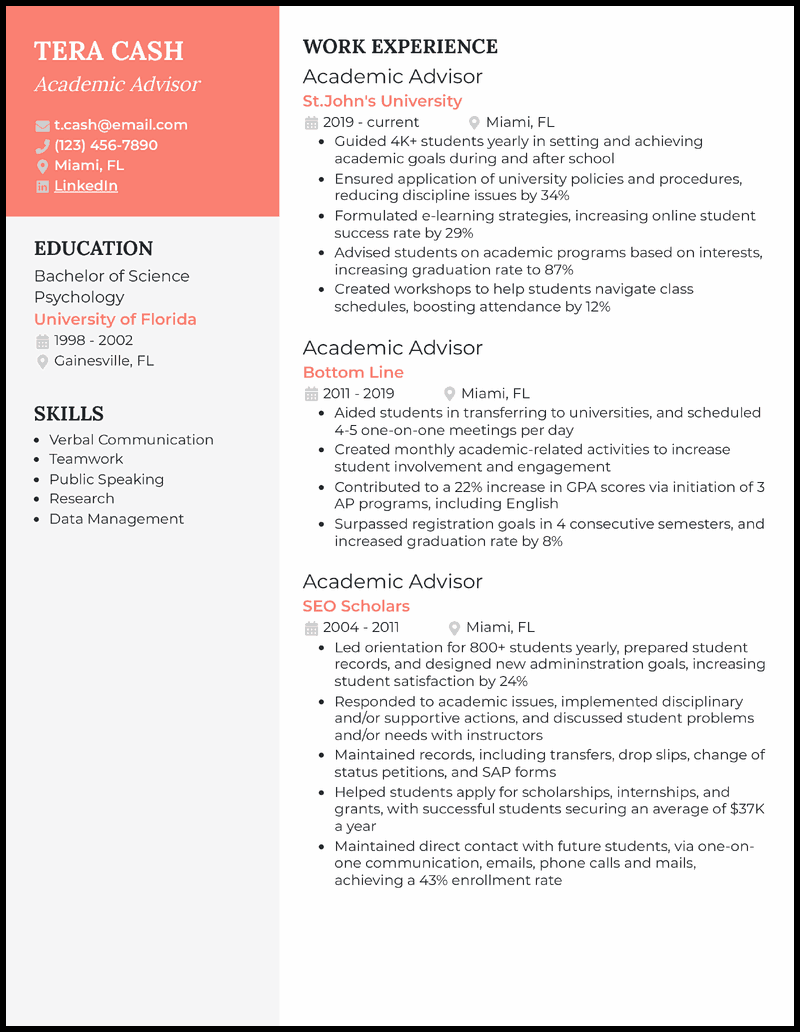 13 Academic Advisor Resume Examples That Worked in 2026