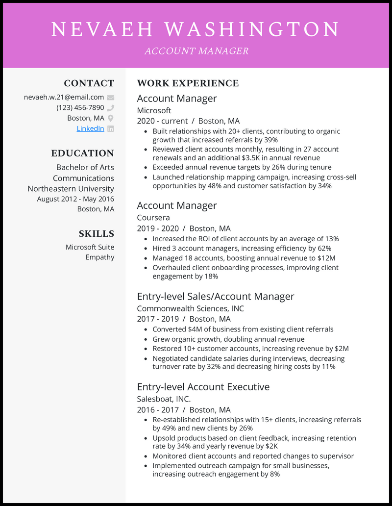 21 Account Manager Resume Examples That Work in 2024
