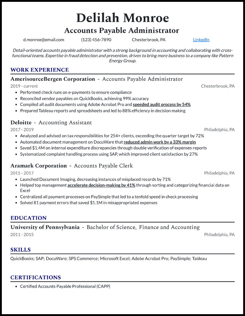 9 Accounts Payable Resume Examples Built for 2025