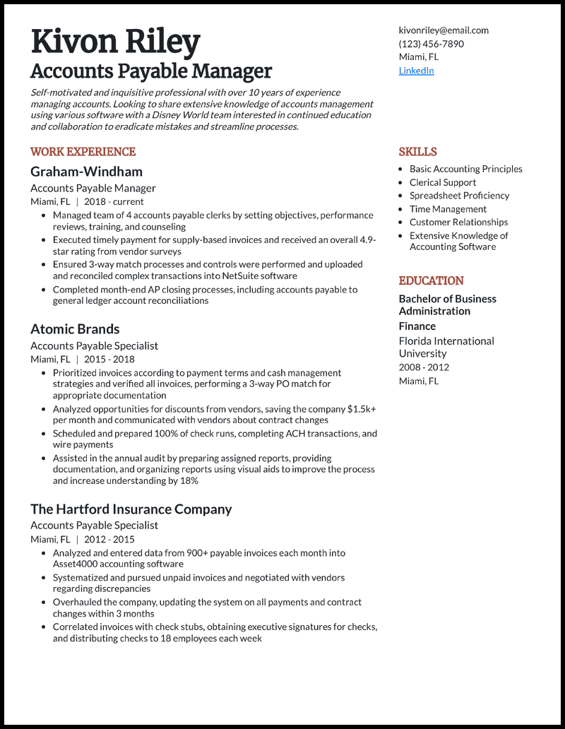 9 Accounts Payable Resume Examples Built for 2025