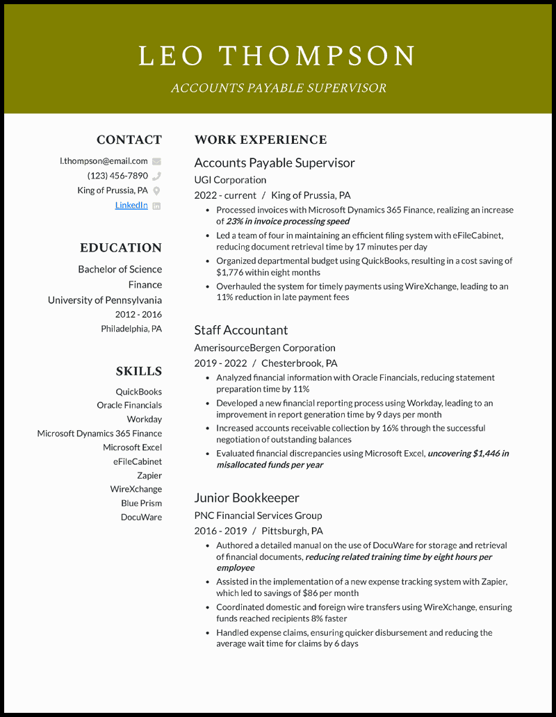9 Accounts Payable Resume Examples Built for 2026