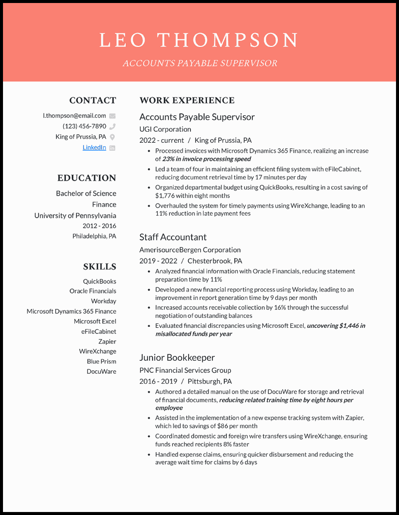 9 Accounts Payable Resume Examples Built for 2025