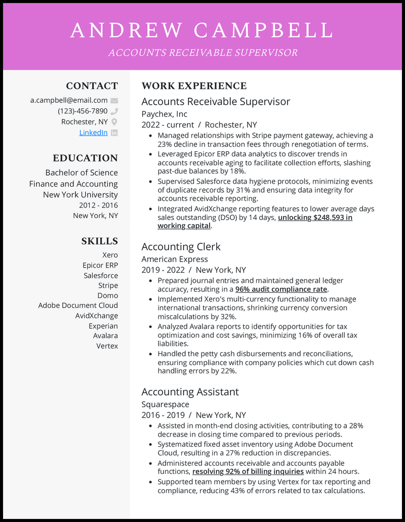 12 Accounts Receivable Resume Examples Built for 2025