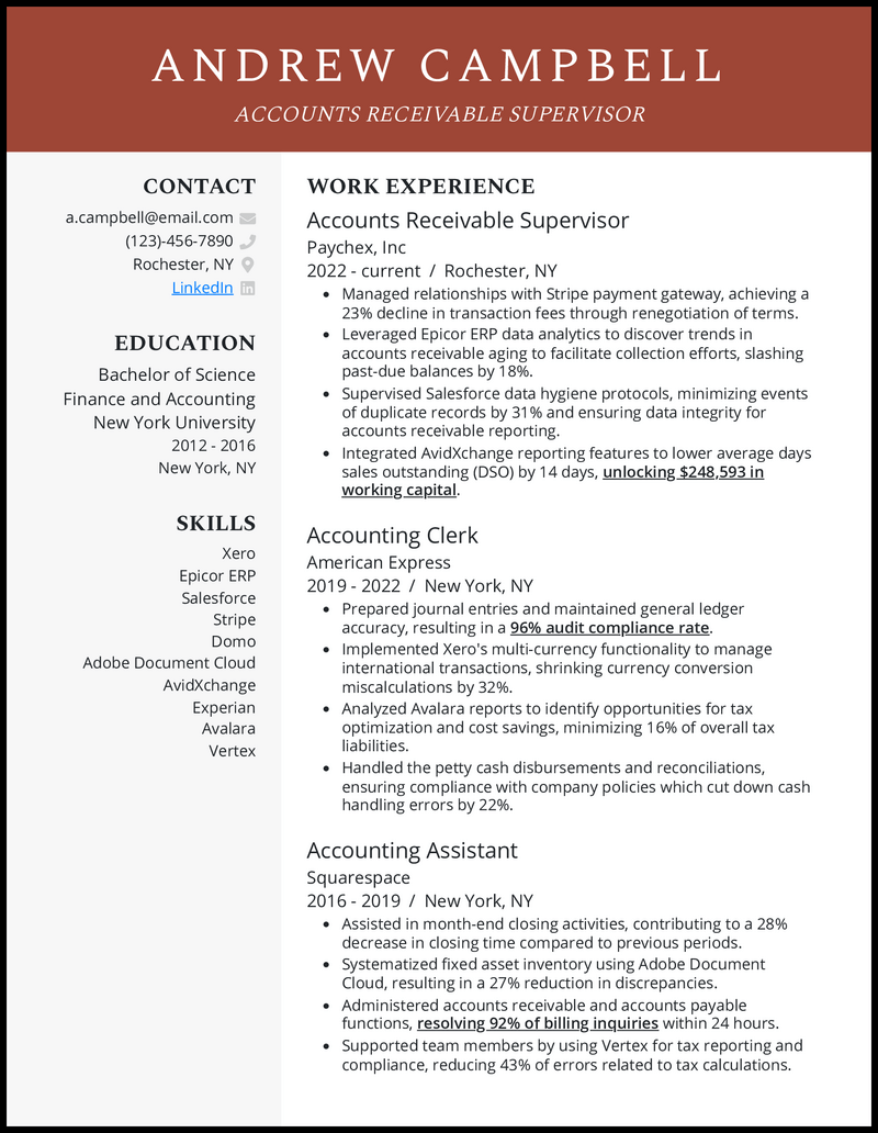 12 Accounts Receivable Resume Examples Built for 2025