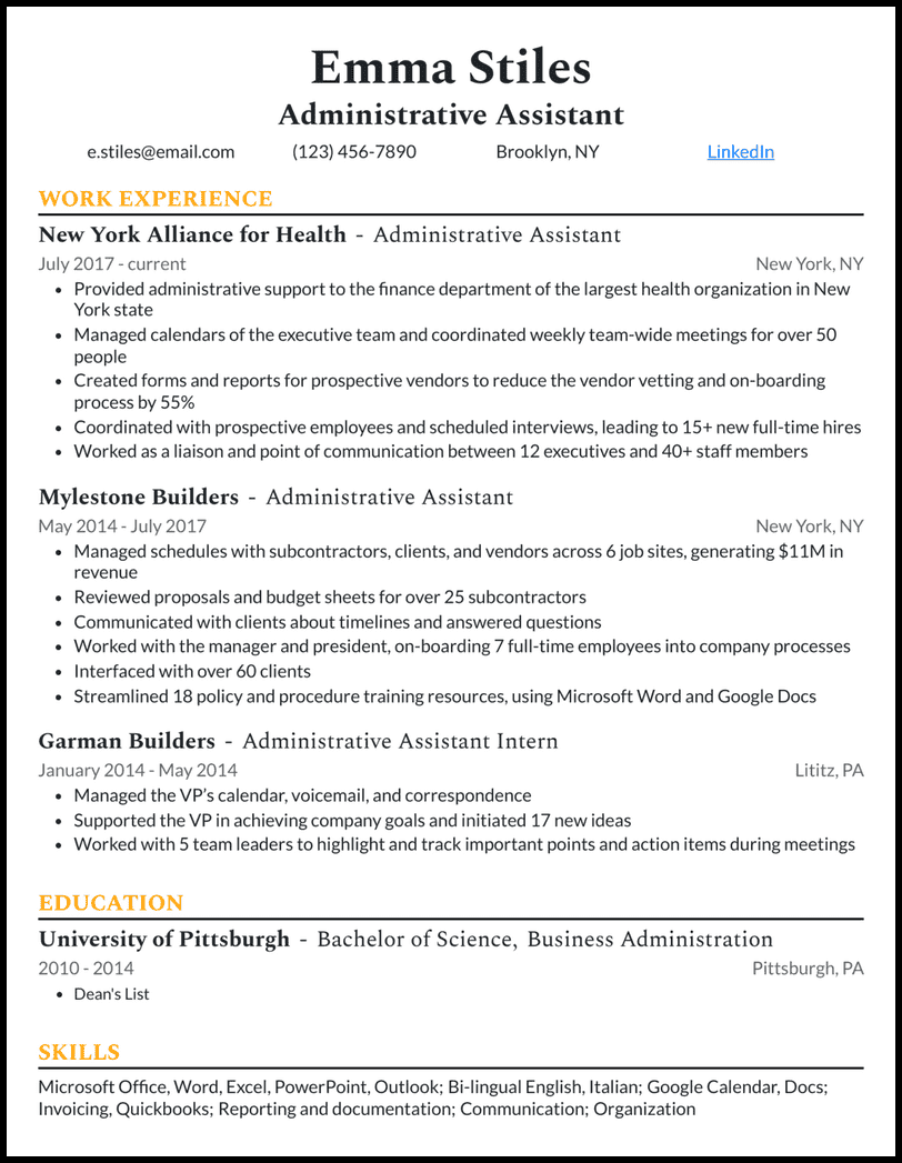 15 Administrative Assistant Resume Examples for 2024