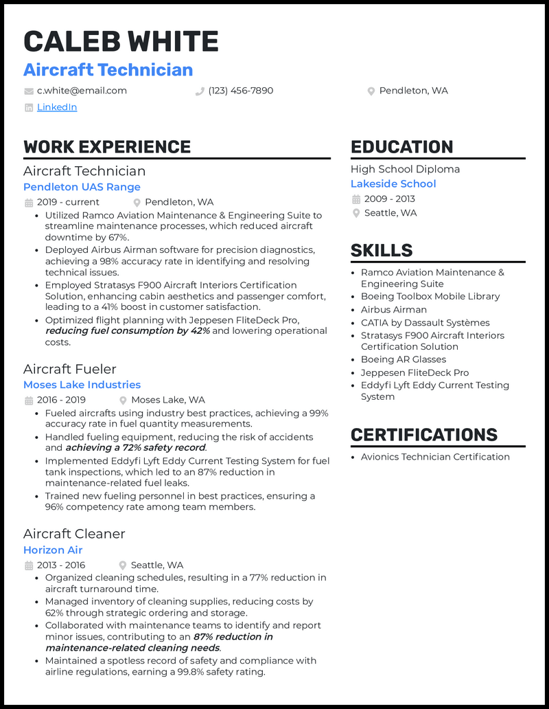 5 Aircraft Mechanic Resume Examples Templates 5 Aircraft Mechanic Resume Examples Templates