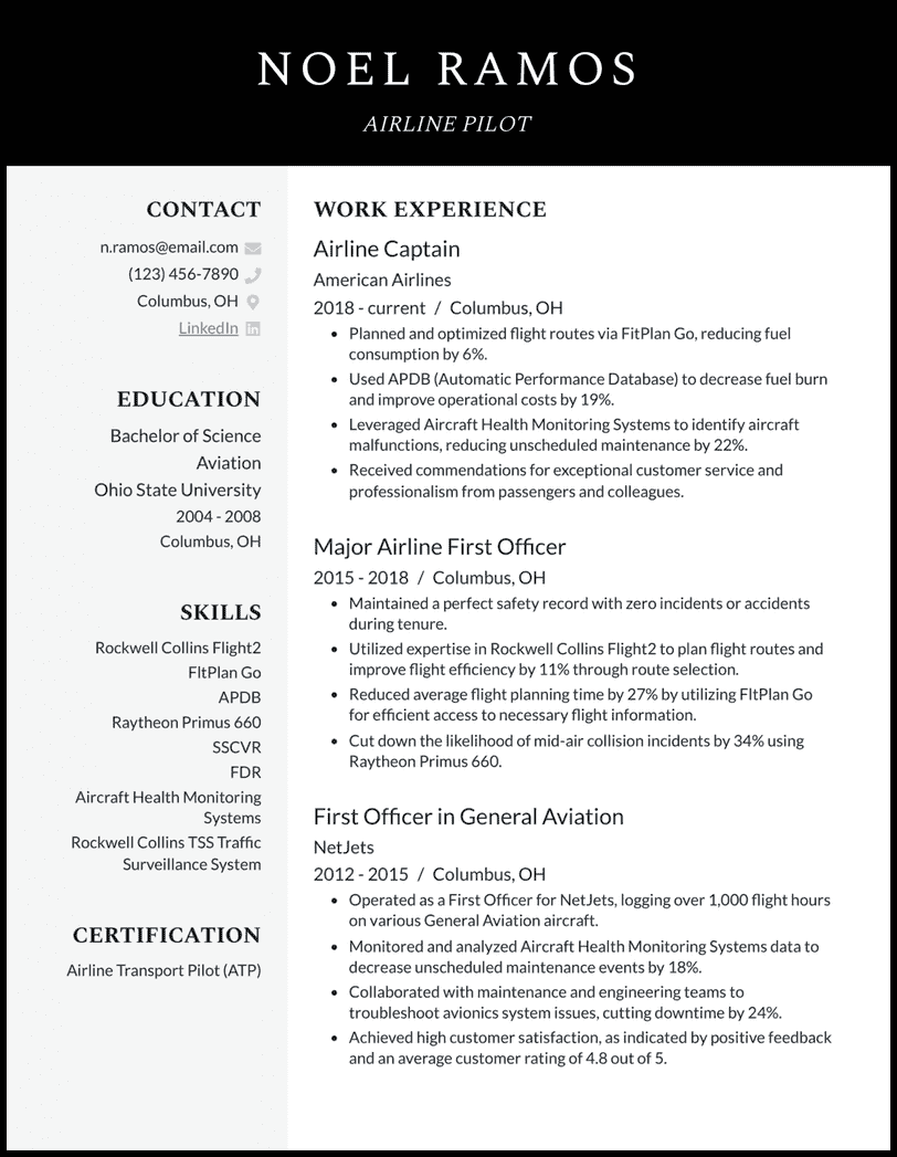5 Pilot Resume Examples Ready for Takeoff in 2024
