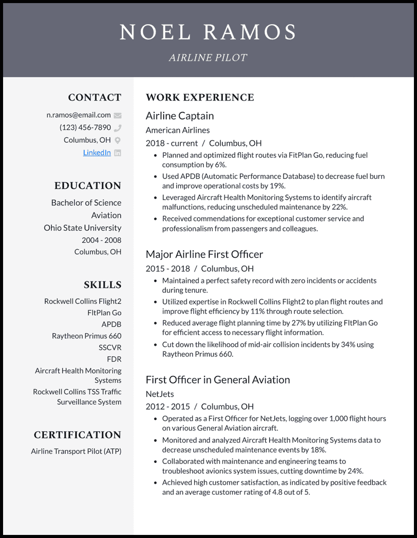 5 Pilot Resume Examples Ready for Takeoff in 2024