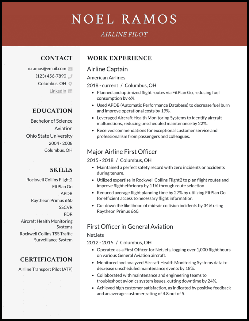 5 Pilot Resume Examples Ready for Takeoff in 2024
