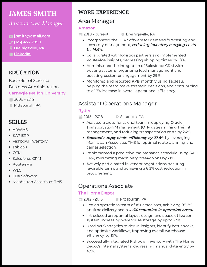 6 Amazon Resume Examples Landing Interviews in 2025