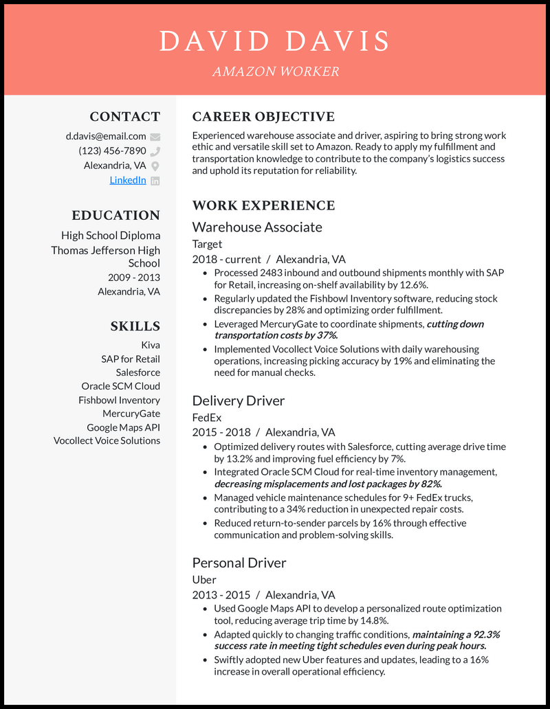 6 Amazon Resume Examples Landing Interviews in 2025