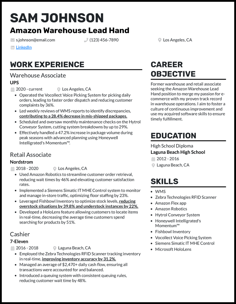 6 Amazon Resume Examples Landing Interviews in 2025