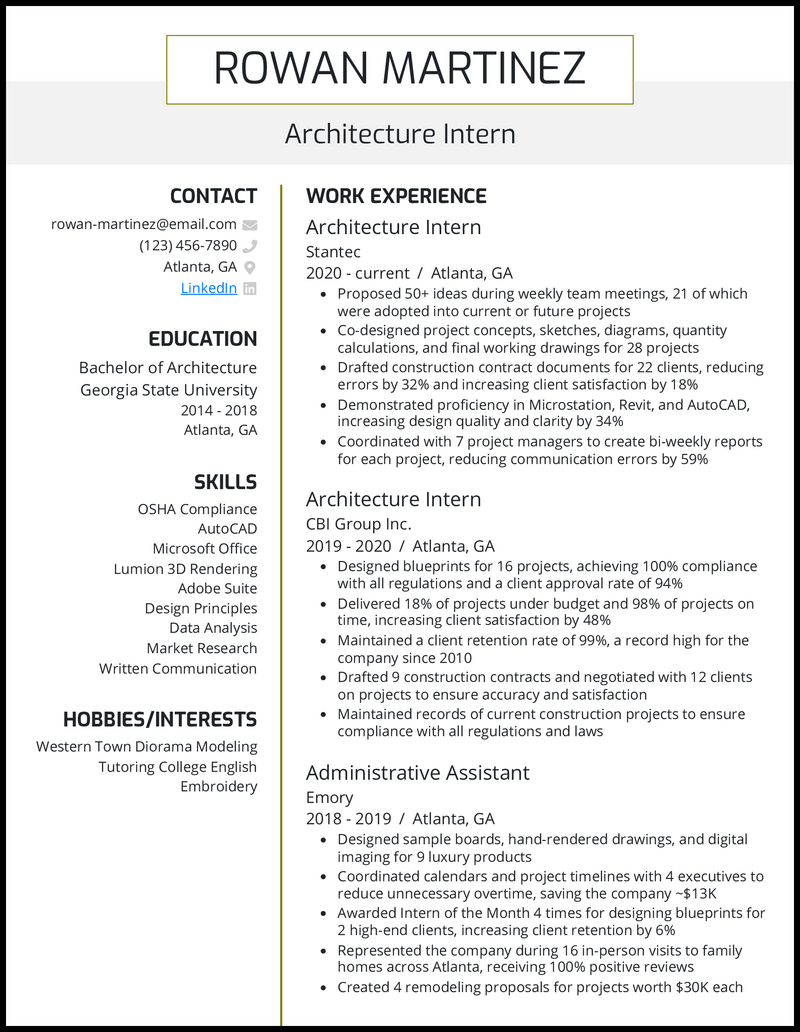 9 Architecture Resume Examples [& Templates]