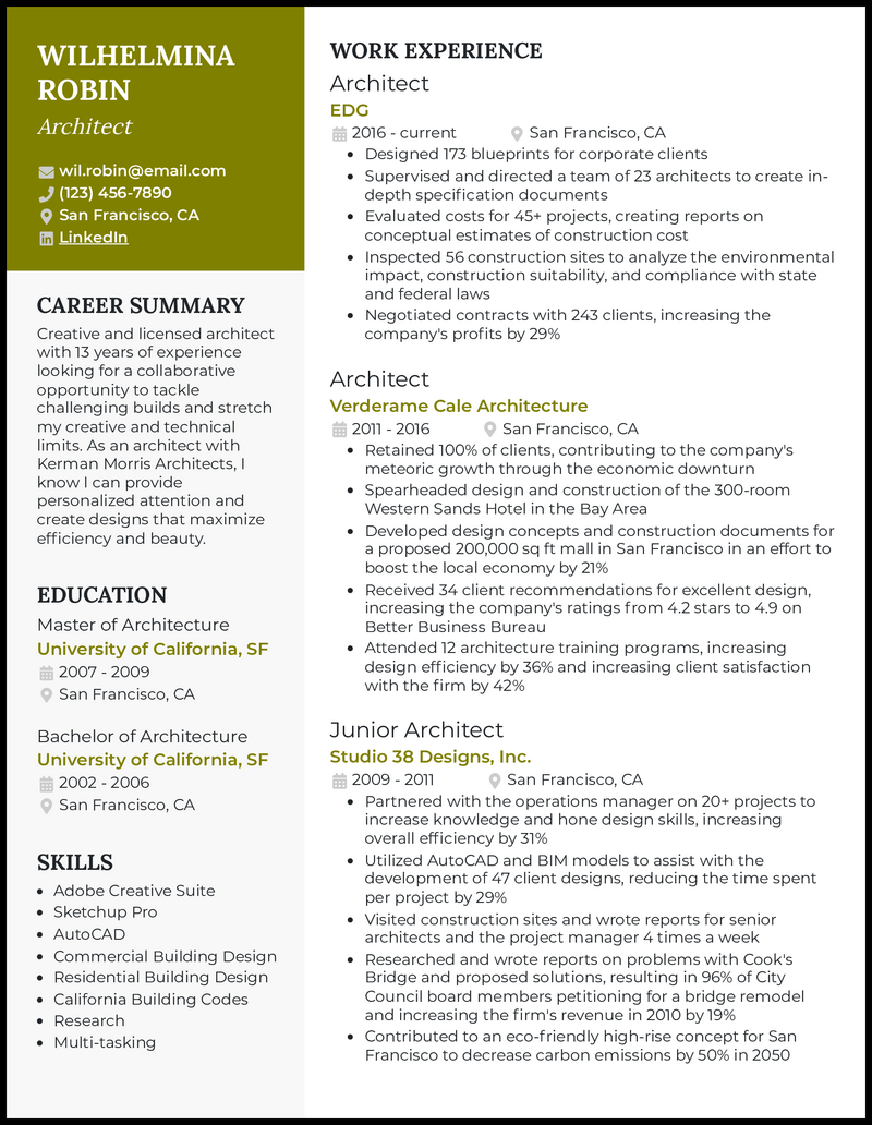 9 Architecture Resume Examples [& Templates]