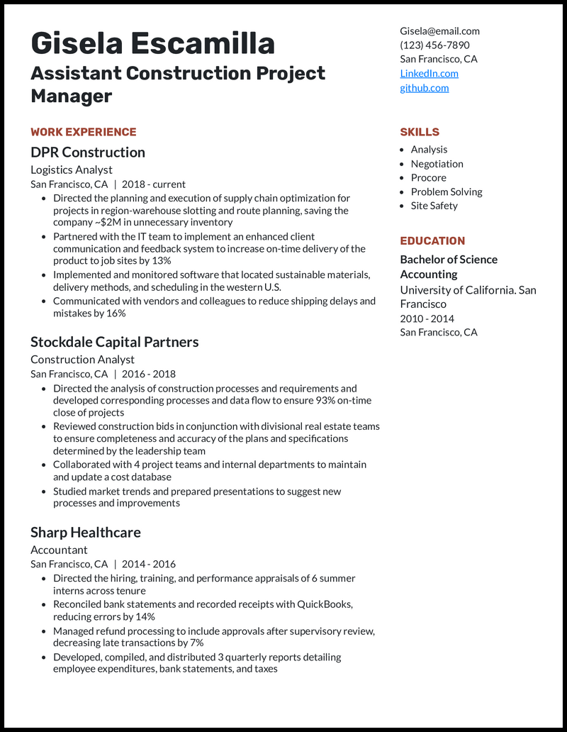 15 Construction Project Manager Resume Samples