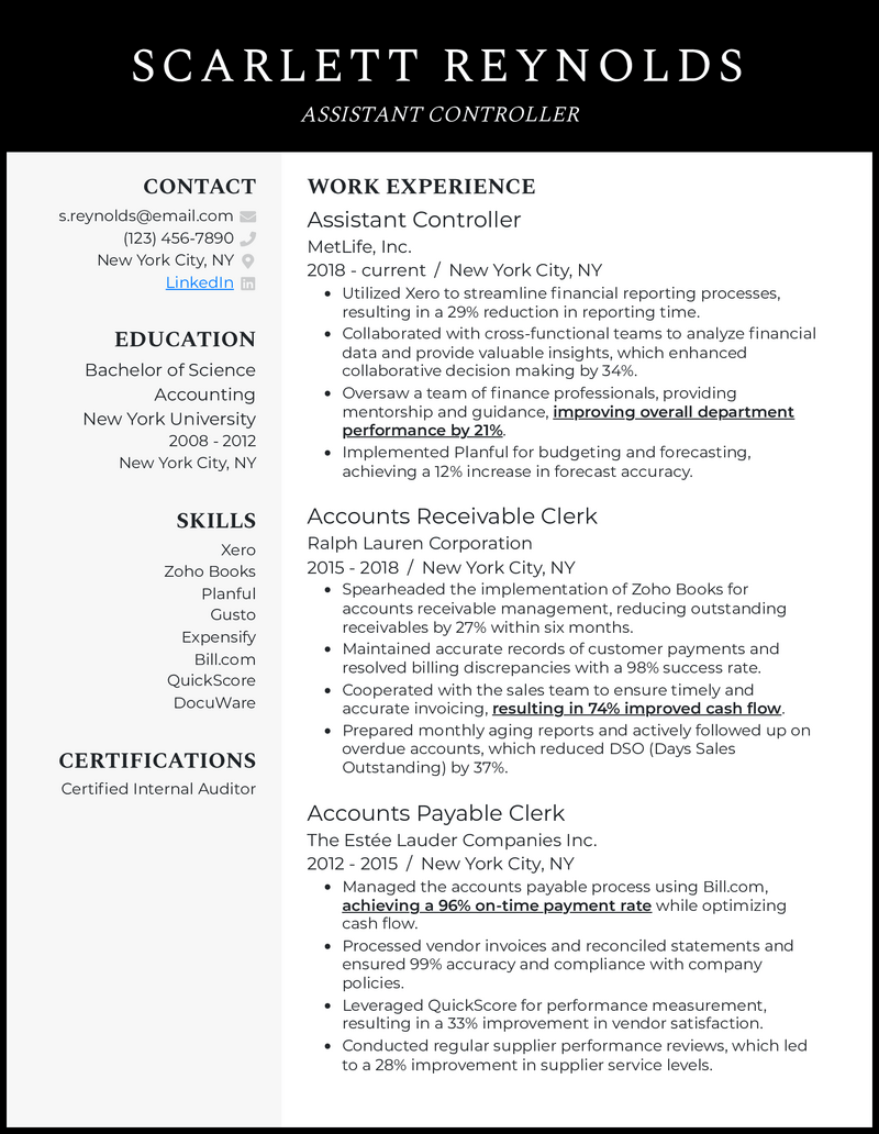 5 Controller Resume Examples [& Templates]