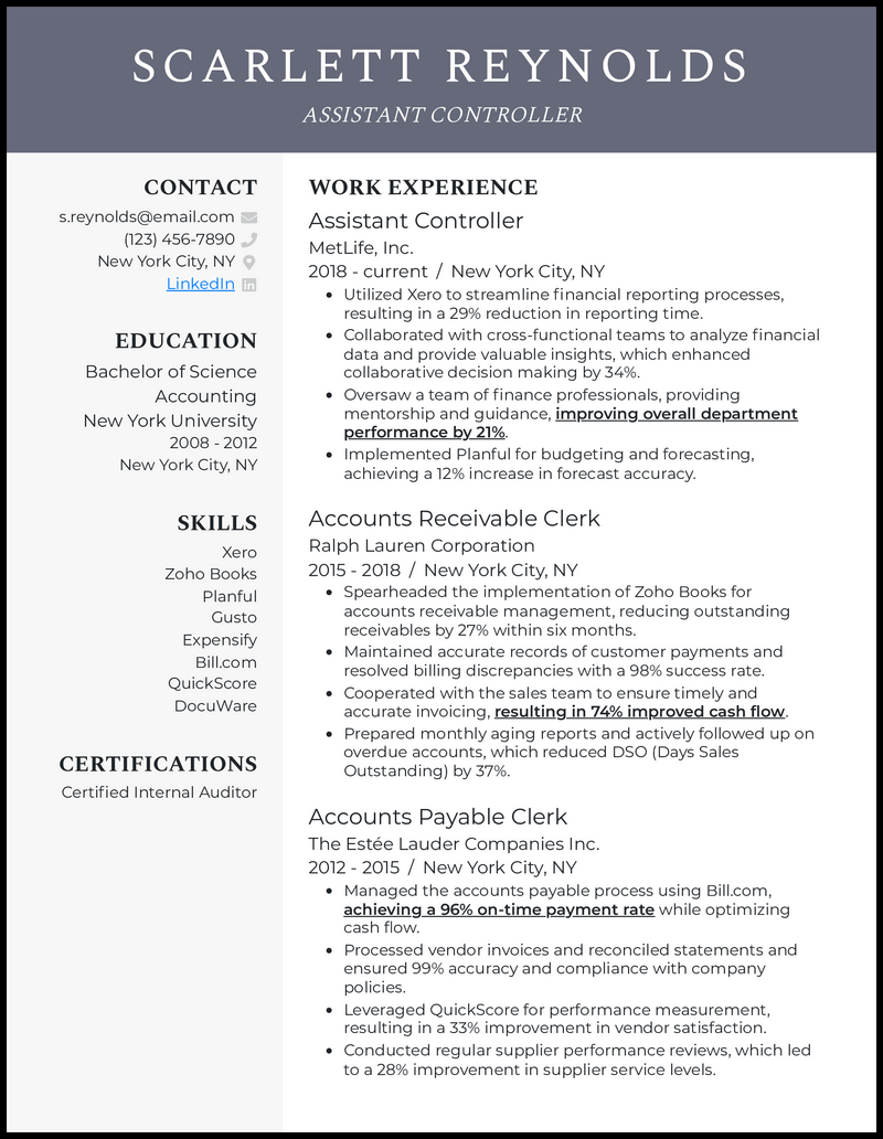 5 Controller Resume Examples [& Templates]