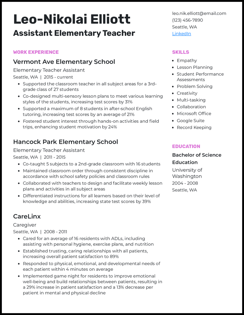 9 Elementary Teacher Resume Examples Built for 2024