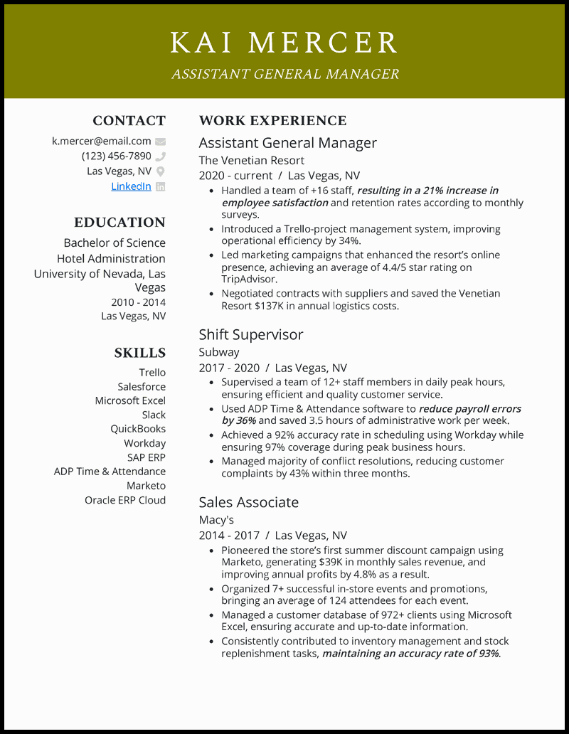 7 Assistant Manager Resume Examples for 2025