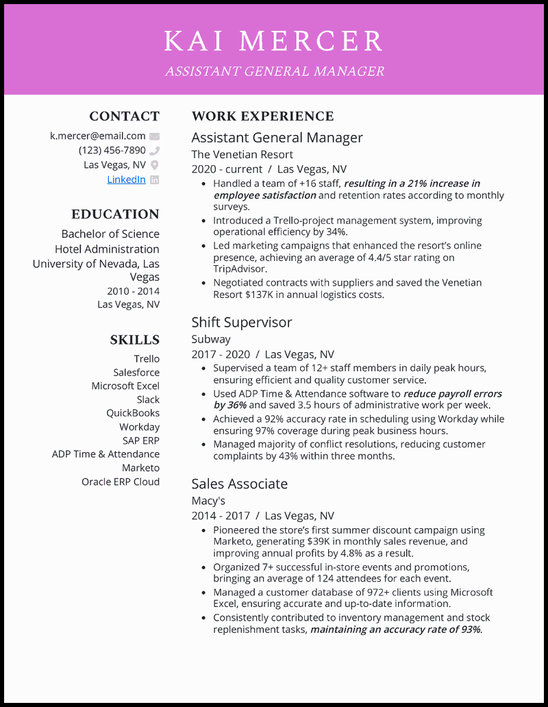 11 Assistant Manager Resume Examples for 2025