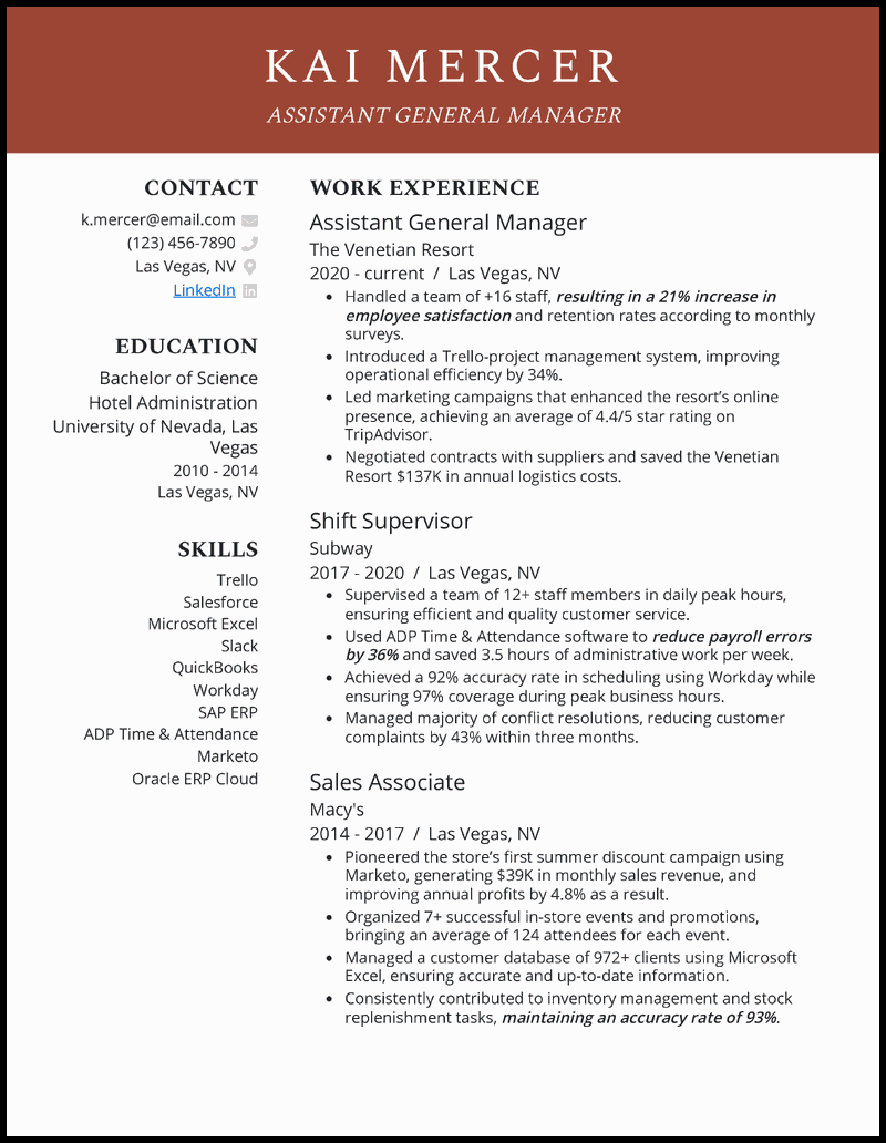 11 Assistant Manager Resume Examples for 2025