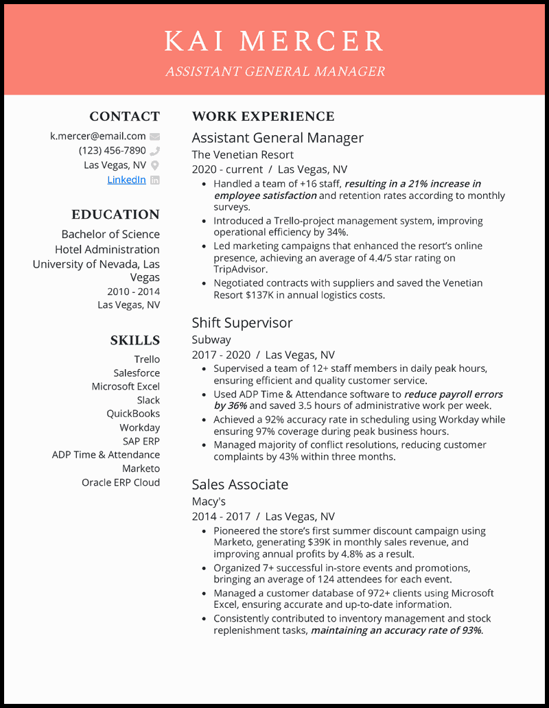 11 Assistant Manager Resume Examples for 2025