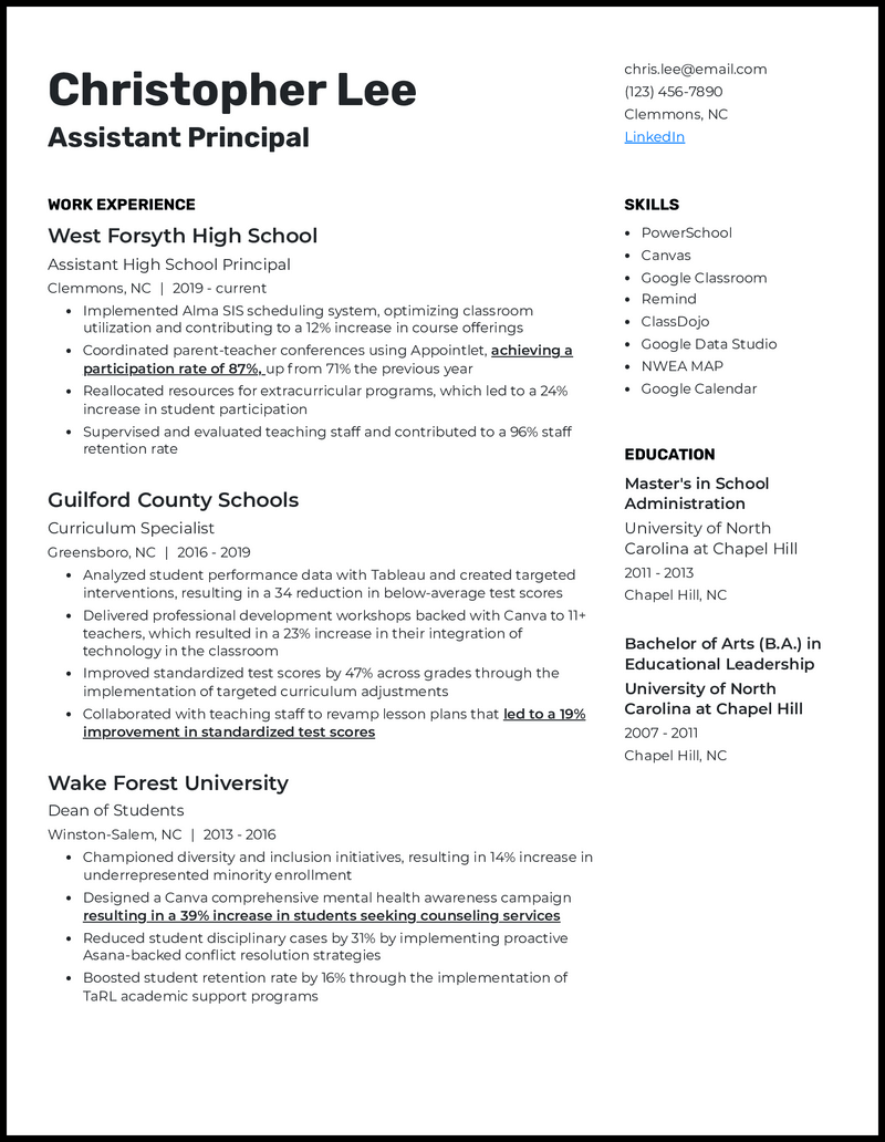 7 Principal Resume Examples to Land a Job in 2024