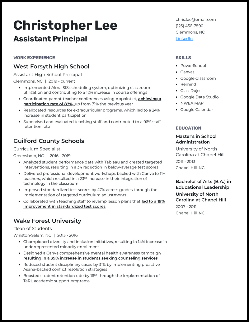 7 Principal Resume Examples to Land a Job in 2024