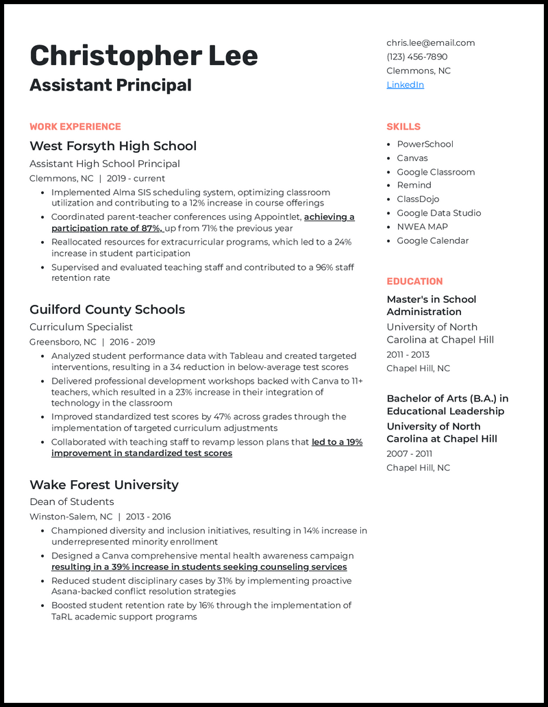 7 Principal Resume Examples to Land a Job in 2024
