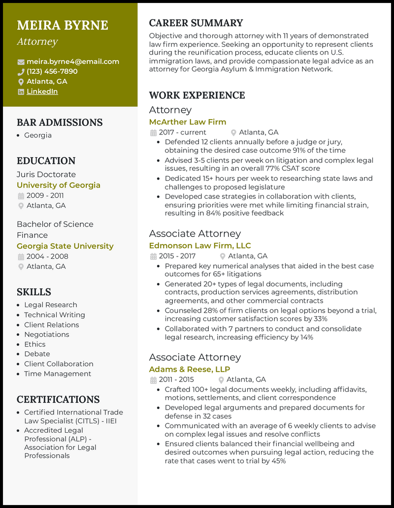 11 Attorney Resume Examples That Got the Job in 2024