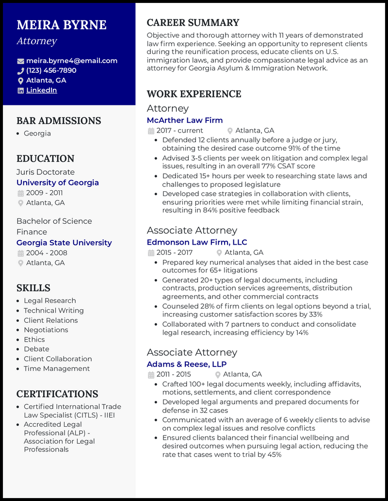 11 Attorney Resume Examples That Got the Job in 2024