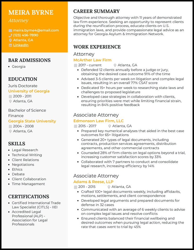 11 Attorney Resume Examples That Got the Job in 2024