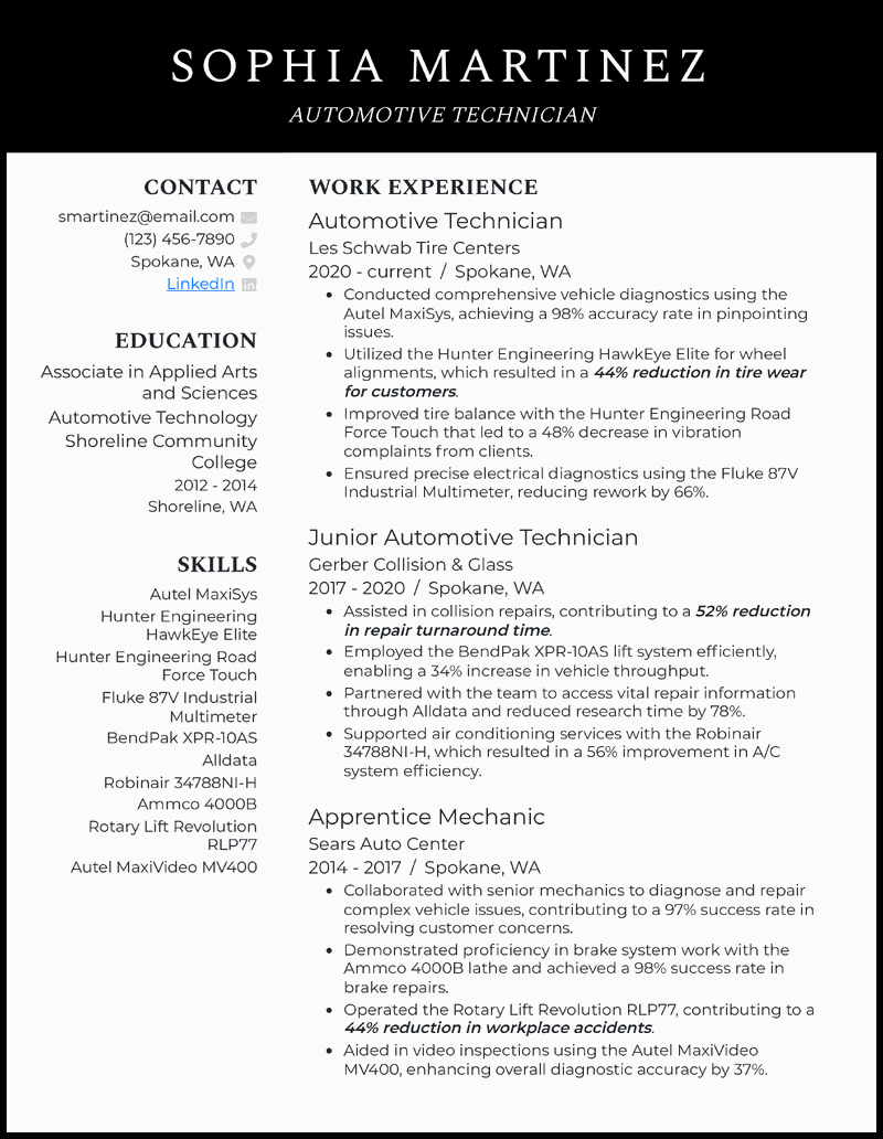 7 Auto Mechanic Resume Examples [& Templates]