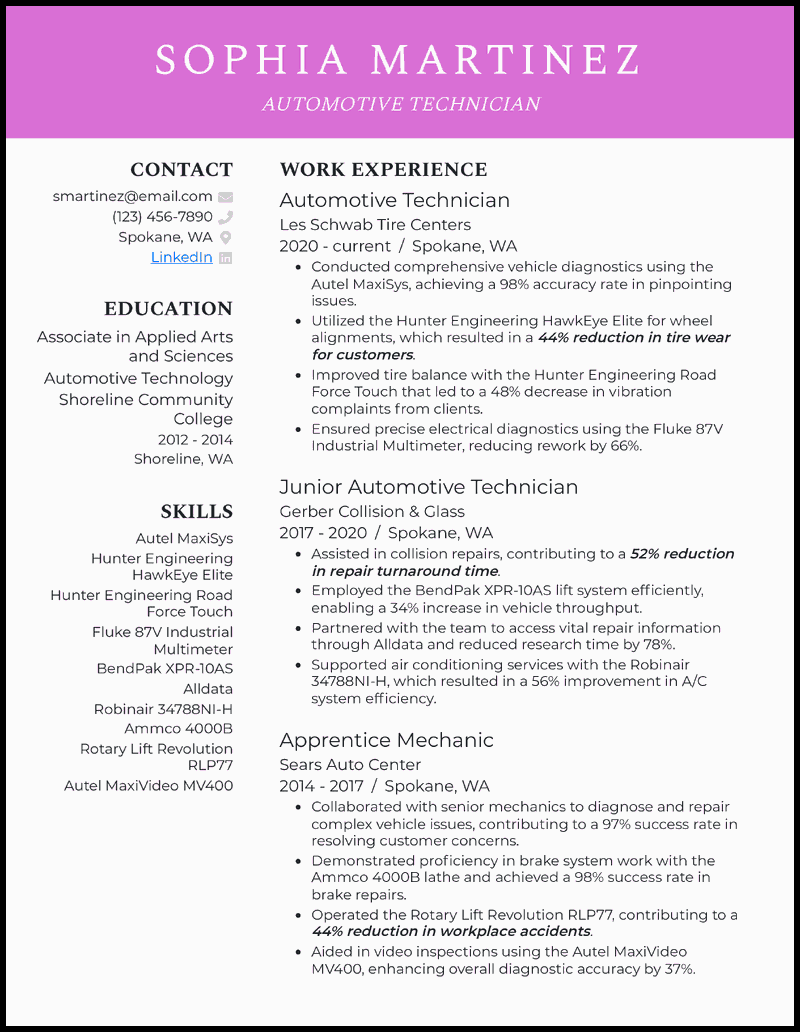 7 Auto Mechanic Resume Examples [& Templates]