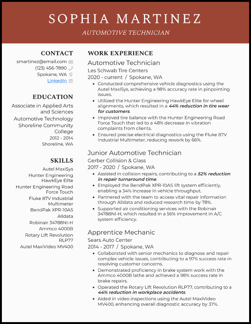 7 Auto Mechanic Resume Examples [& Templates]