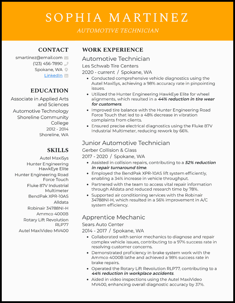 7 Auto Mechanic Resume Examples [& Templates]