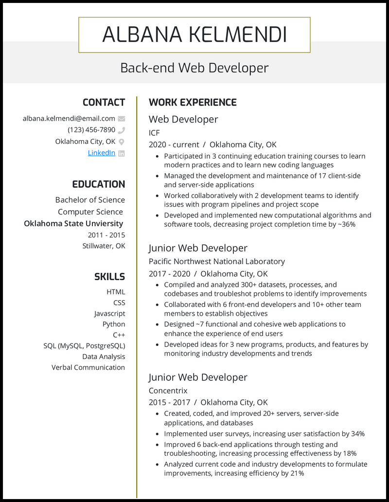 15 Web Developer Resume Examples Built for 2024