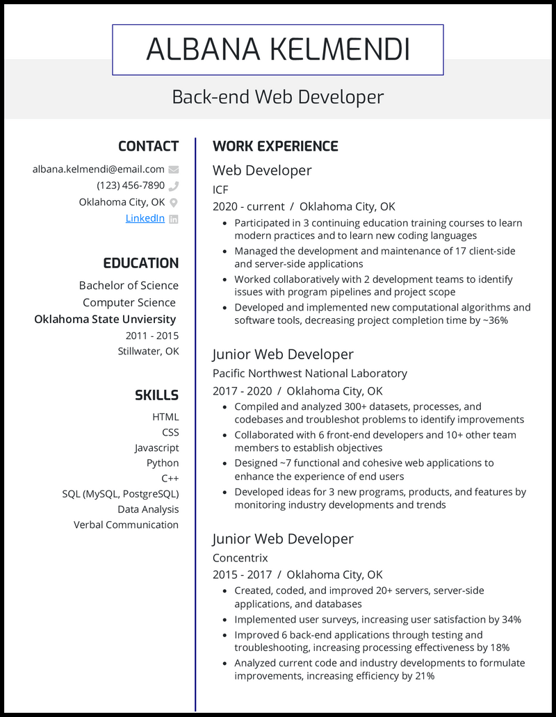 15 Web Developer Resume Examples Built for 2024