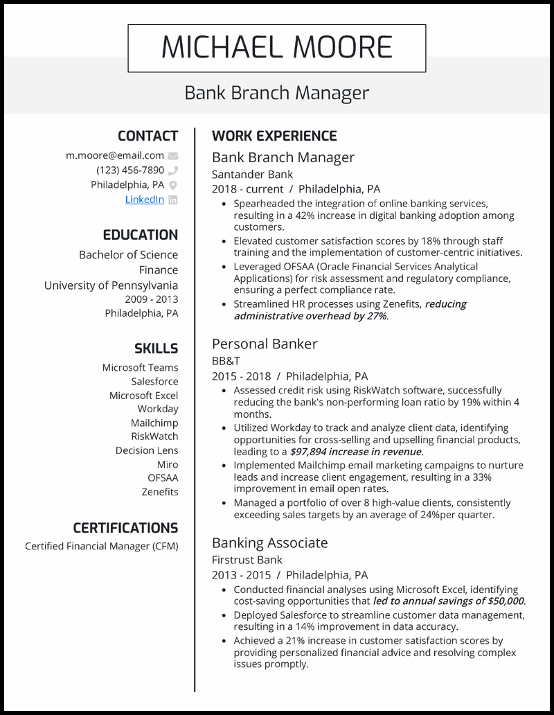 15 Banking Resume Examples That Made the Cut in 2025
