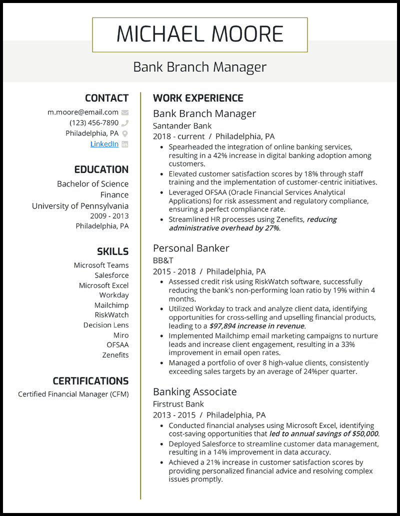 15 Banking Resume Examples That Made the Cut in 2025