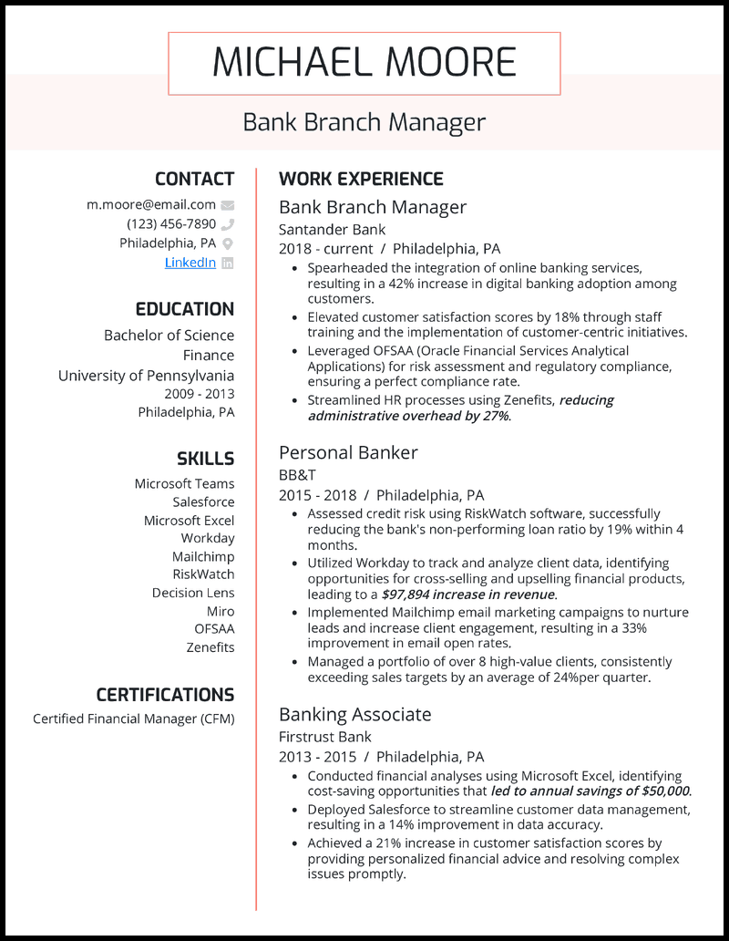15 Banking Resume Examples That Made the Cut in 2025