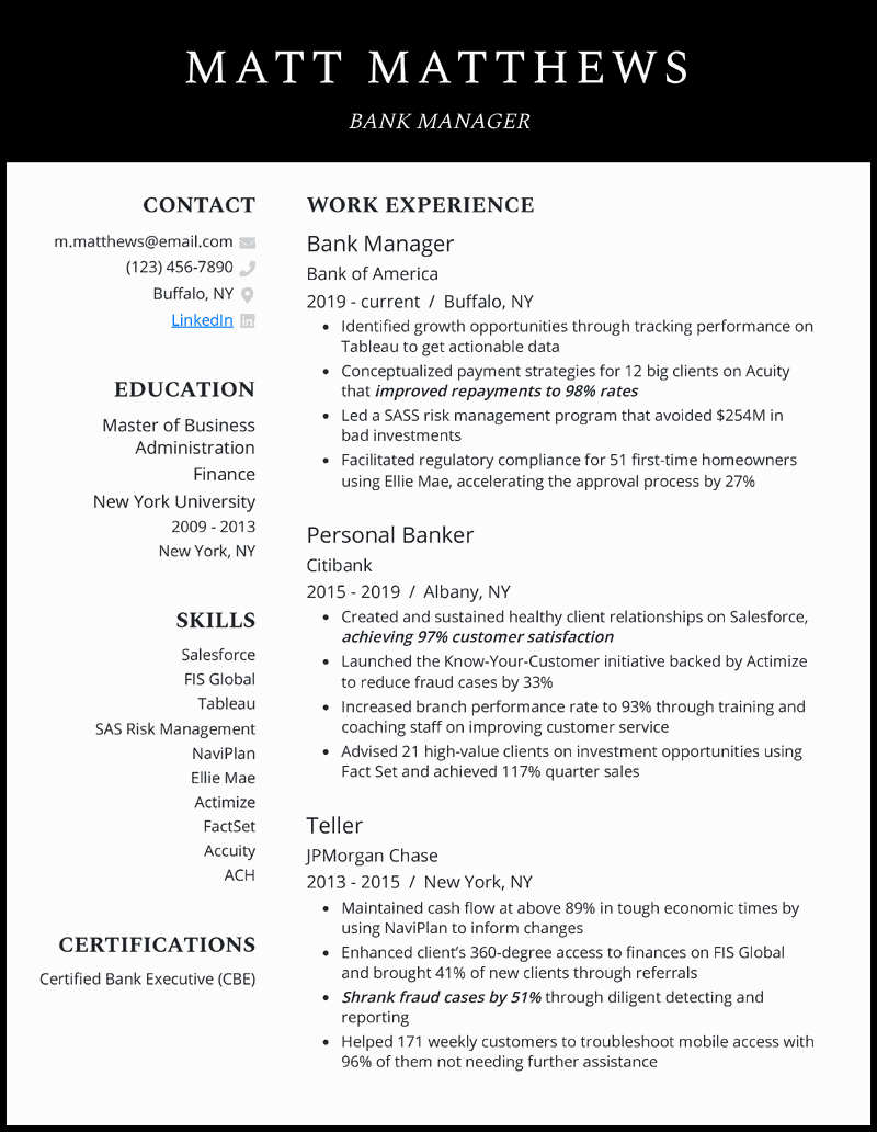15 Banking Resume Examples That Made the Cut in 2025