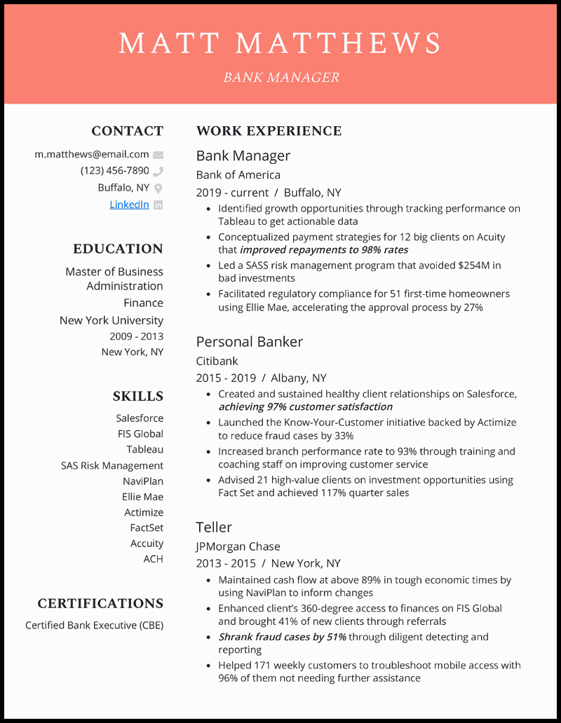5 Banking Resume Examples That Made the Cut in 2025
