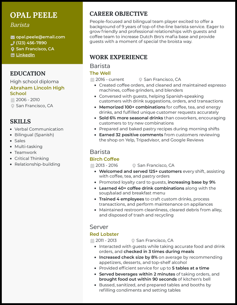22 Barista CV Examples [& Templates]
